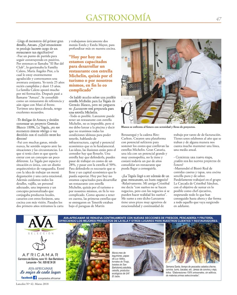Germán Blanco, el chef más influyente de la gastronomía Lanzaroteña ...